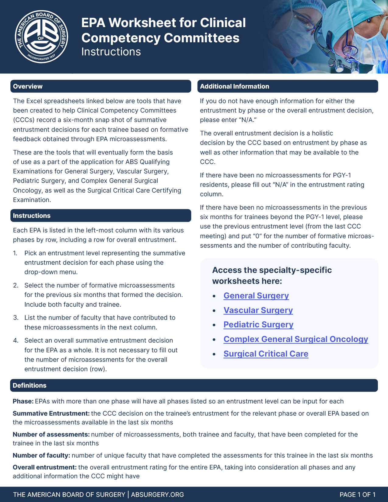 EPA Resources - American Board of Surgery